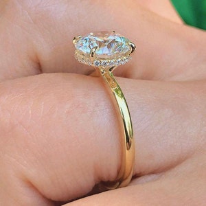 Hidden Halo Yellow/white Gold Moissanite Engagement Ring, Cathedral ...