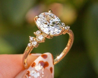 Oval Moissanite Promise Ring, 2ct Oval Engagement Moissanite Ring, 14k ...