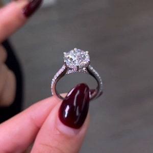 Vintage Cathedral Setting Engagement Ring, Large 3 Ct Round Cut ...