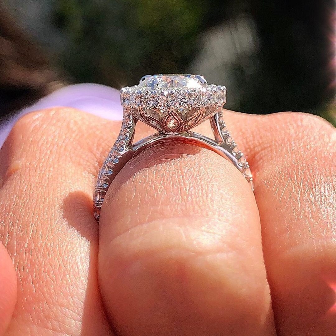 Tulip Setting Floral Engagement Ring, Vintage Flower Vintage Style ...