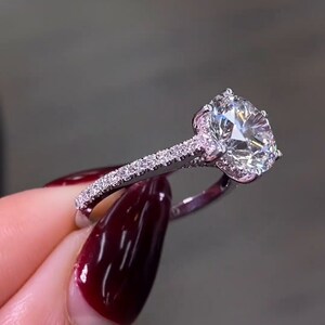 Vintage Cathedral Setting Engagement Ring, Large 3 Ct Round Cut ...