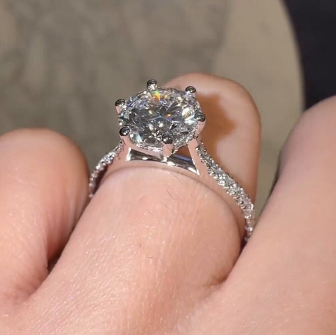 Vintage Cathedral Setting Engagement Ring, High Profile Round Cut ...
