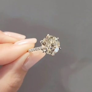 Vintage Cathedral Setting Engagement Ring, Large 3.50 Carat Round Cut ...