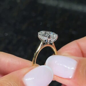 Vintage Cathedral Setting Oval Cut Engagement Ring Antique V Shape ...