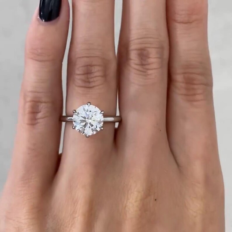 Solid Gold Cathedral Set Engagement Ring, Vintage 6 Prong Round Cut ...