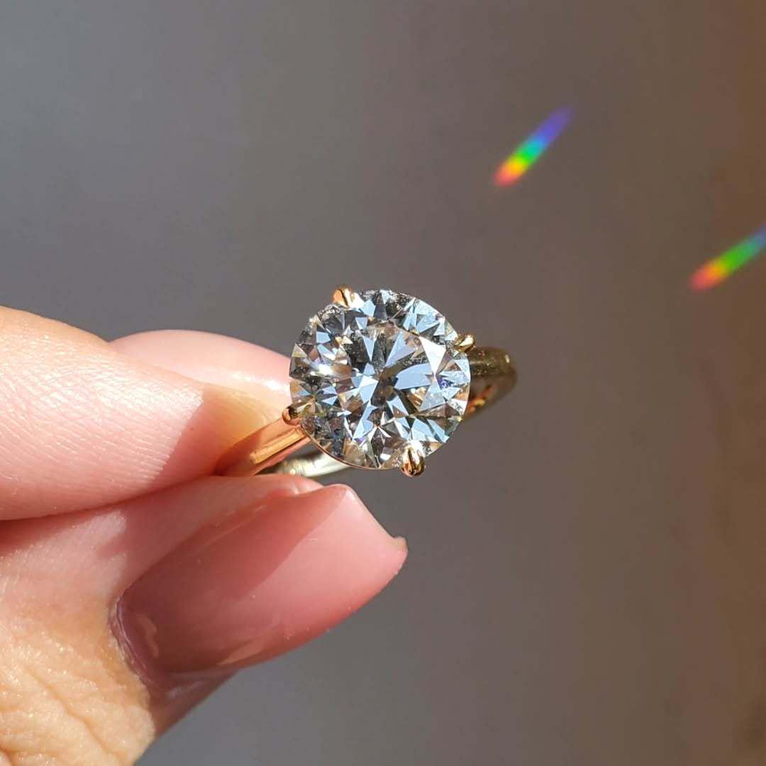 Antique East West Prong Round Cut Moissanite Ring, Round Cut 3ct ...