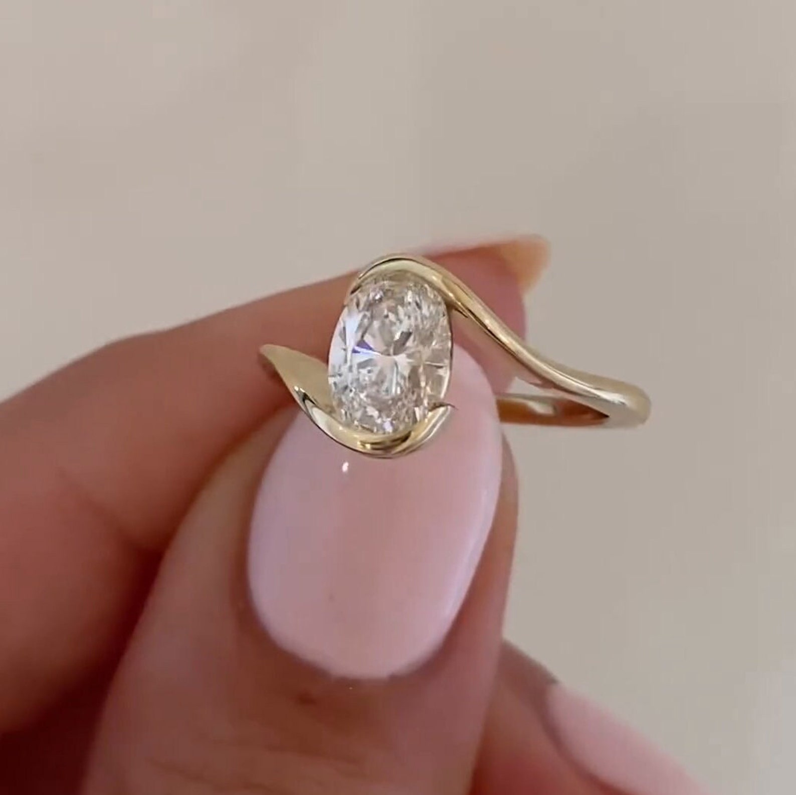 Antique Bypass Engagement Ring in 10k/14k/18k Yellow Gold Ring, 2 Carat ...