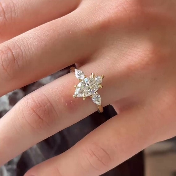 Marquise pear diamond ring store