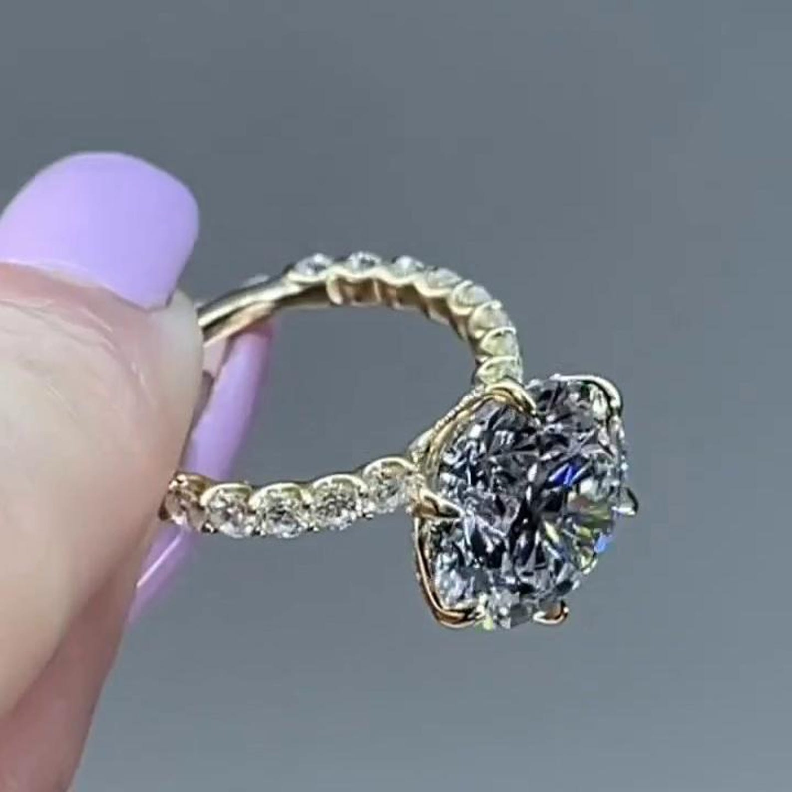 Vintage Tulip Setting Engagement Ring, Petal Prong 3.50ct Round Cut ...