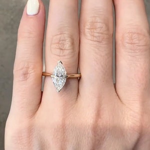 Cathedral Setting Engagement Ring, Elongated Marquise Cut Moissanite ...