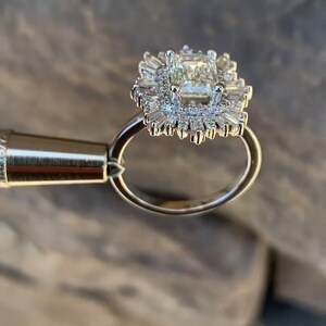 10k/14k Yellow Gold Sunburst Double Halo Moissanite Engagement Ring ...