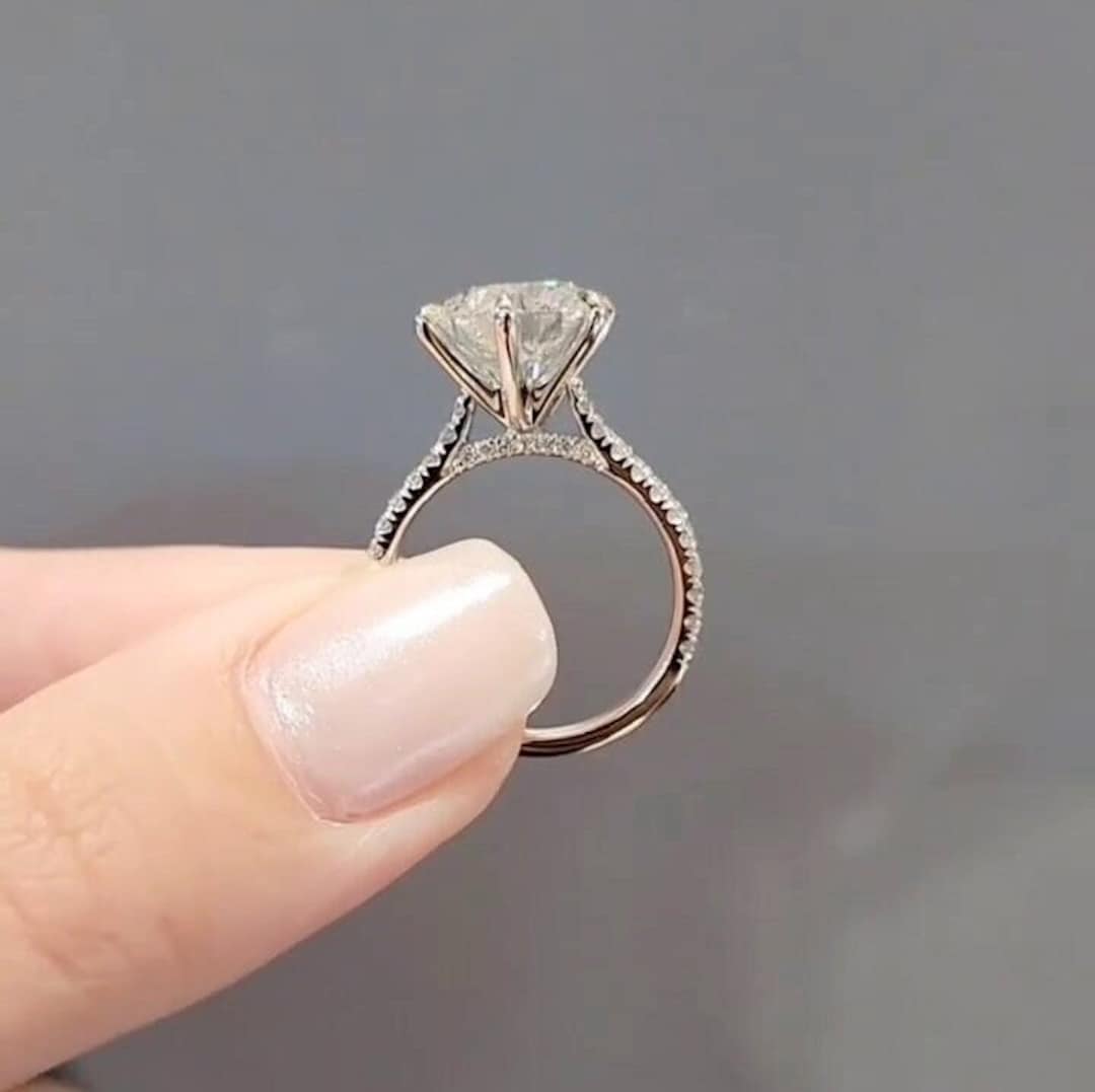 Vintage Cathedral Setting Engagement Ring, Large 3.50 Carat Round Cut ...