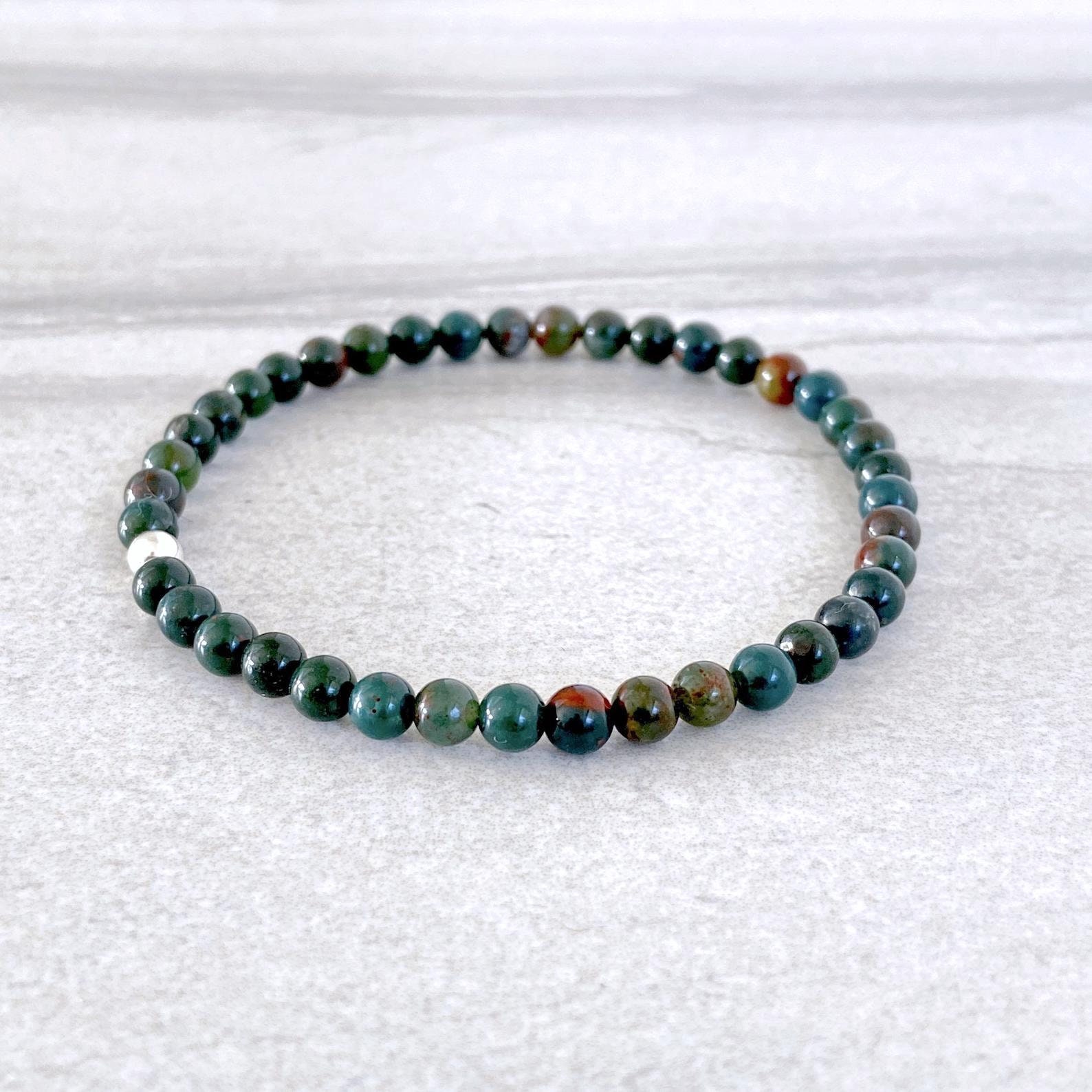 4mm Dainty Genuine Bloodstone Bracelet Strength Courage - Etsy