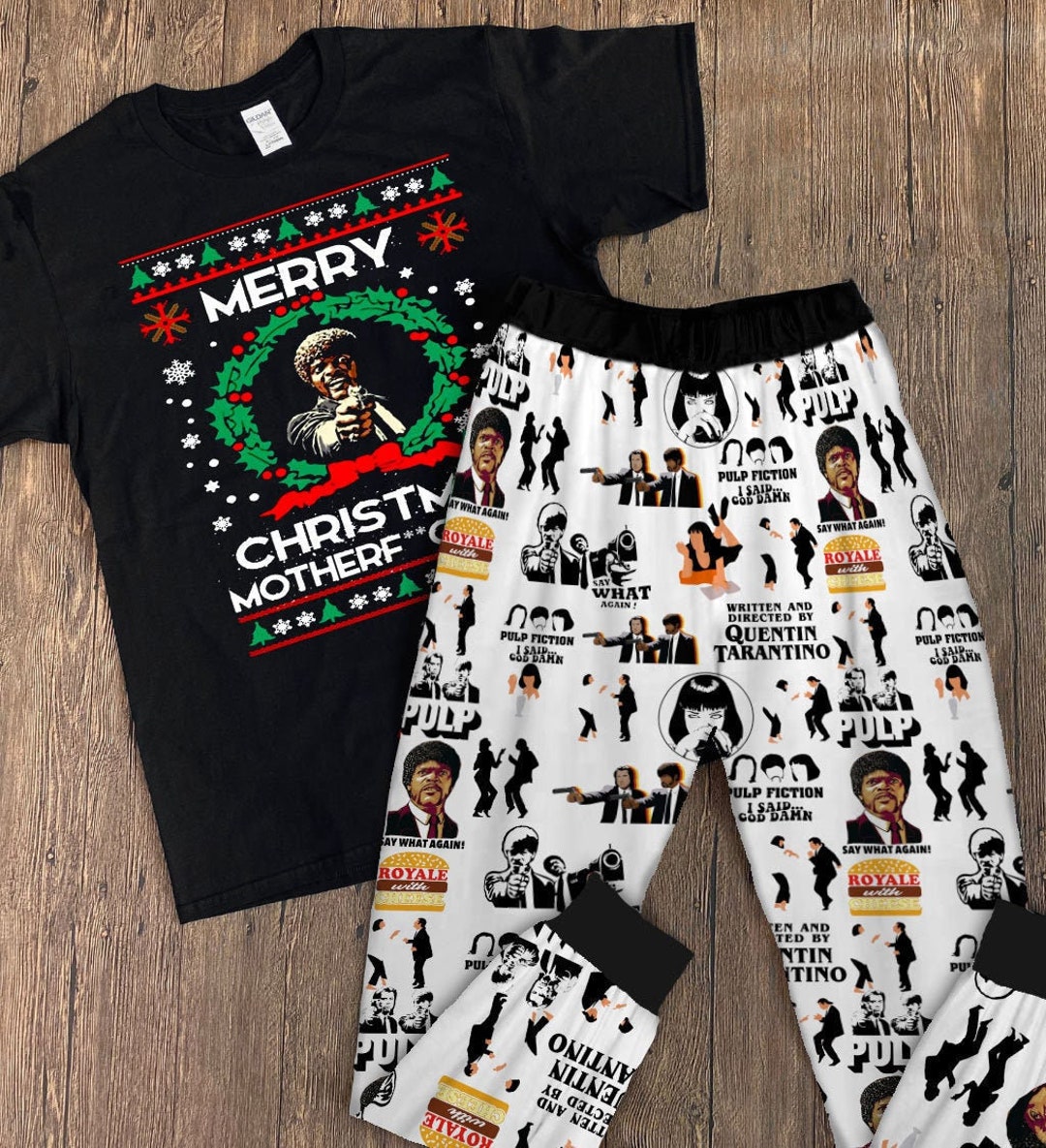 Pulp Ficti0n Tarantjno 90s Xmas Movie Pajamas Set Pulp - Etsy