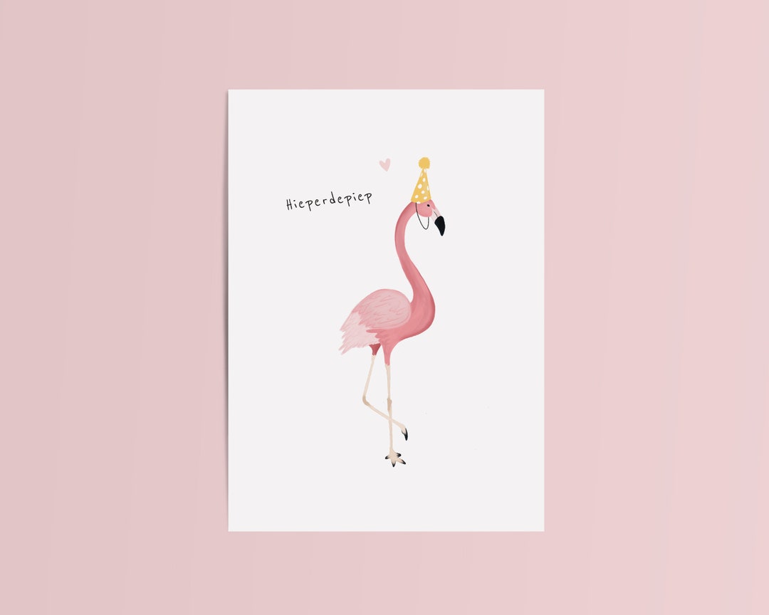 Flamingo Card Postcard Congratulations Greeting Card Hip-hip A6 Hand ...