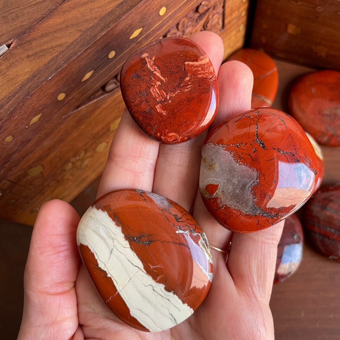 Red Jasper Palm Stone - Choose How Many - Natural Jasper Pocket Stone ...