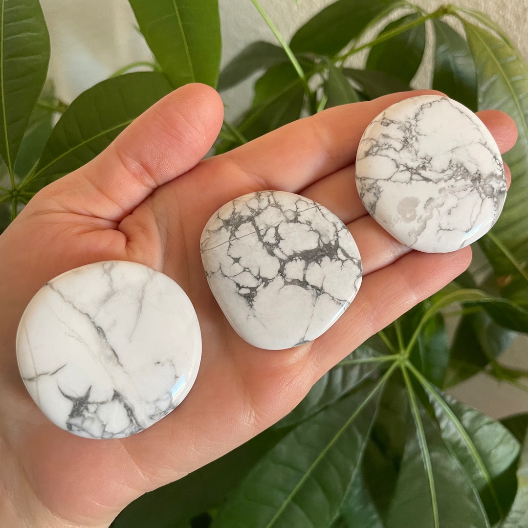 White Howlite Palm Stone - Choose How Many - Medium Size - White ...