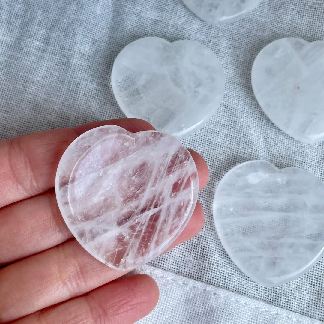 Clear Quartz Heart Worry Stone for Clarity and Energy Amplification ...