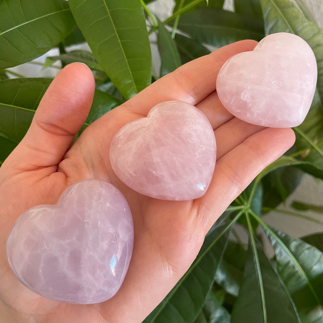 Large Rose Quartz Heart - Puffy Rose Quartz Heart - Quartz Crystal ...