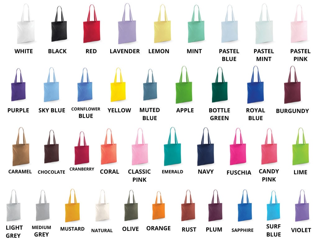 Personalised Tote Bags in Every Colour Reusable Shopping Bag - Etsy UK