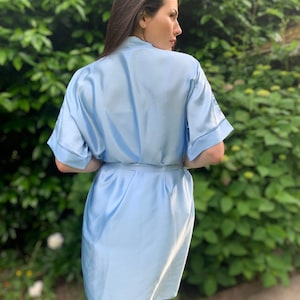 Premium Light Blue Satin Personalised Robes, Bridal Party Robes ...
