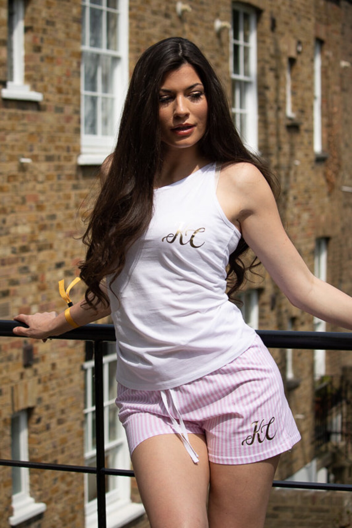 Personalised Pink and White Striped Pyjamas With Gold Monogram - Etsy