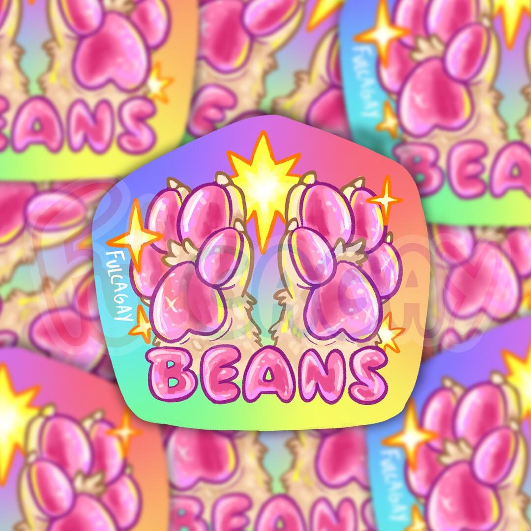 NEW! Paw Beans - Furry Animal Paw Cute - Holographic Glossy Sticker ...