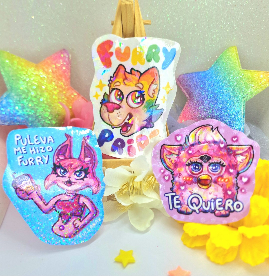 Furry Pride Holographic Glossy Stickers / Puleva Made Me Furry / Furby ...