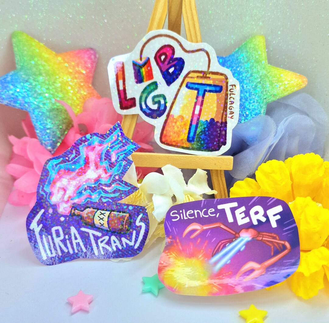 Holographic Glossy LGBT Pride Queer Stickers / Lgbtea / Silence TERF ...