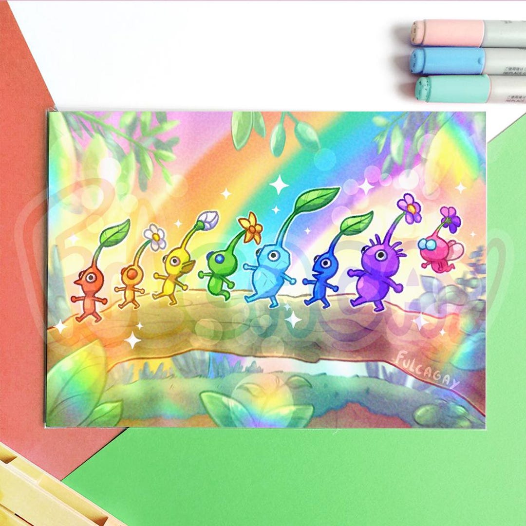 Pikmin Rainbow - Plants Videogame - Decorative Prints Poster - Wall ...