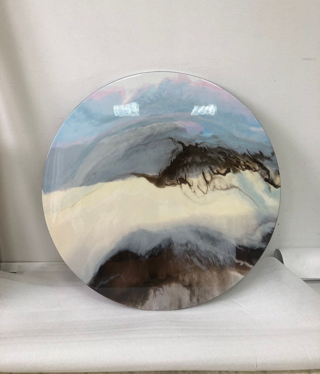 Epoxy Resin Artwork MADE TO ORDER Circle Canvas Art Wall Decor Resin ...