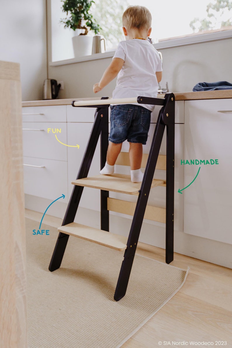 Foldable Kitchen Tower: Height Adjustable Montessori Step Stool - Etsy