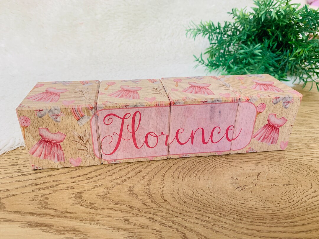 Set of Baby Girl Name Blocks, New Baby Gift, Christening Gift ...