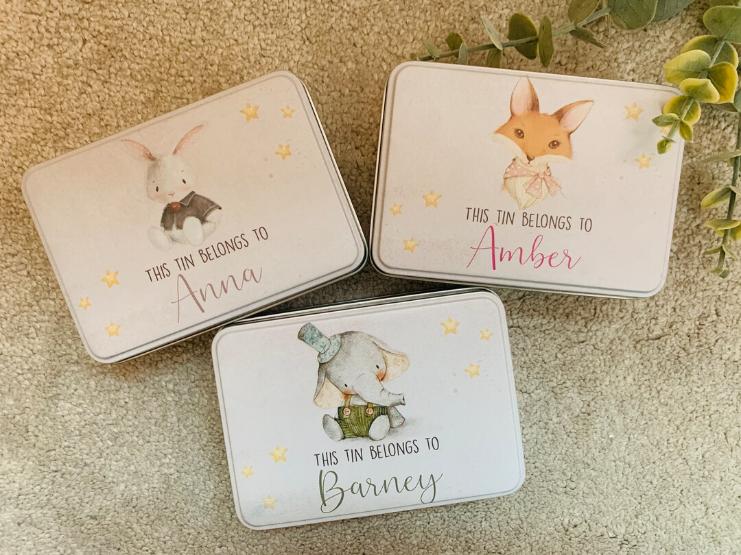 Personalised Tin, Sweets, Treat Tin, Keepsake Tin, Keepsake Box, Fox ...