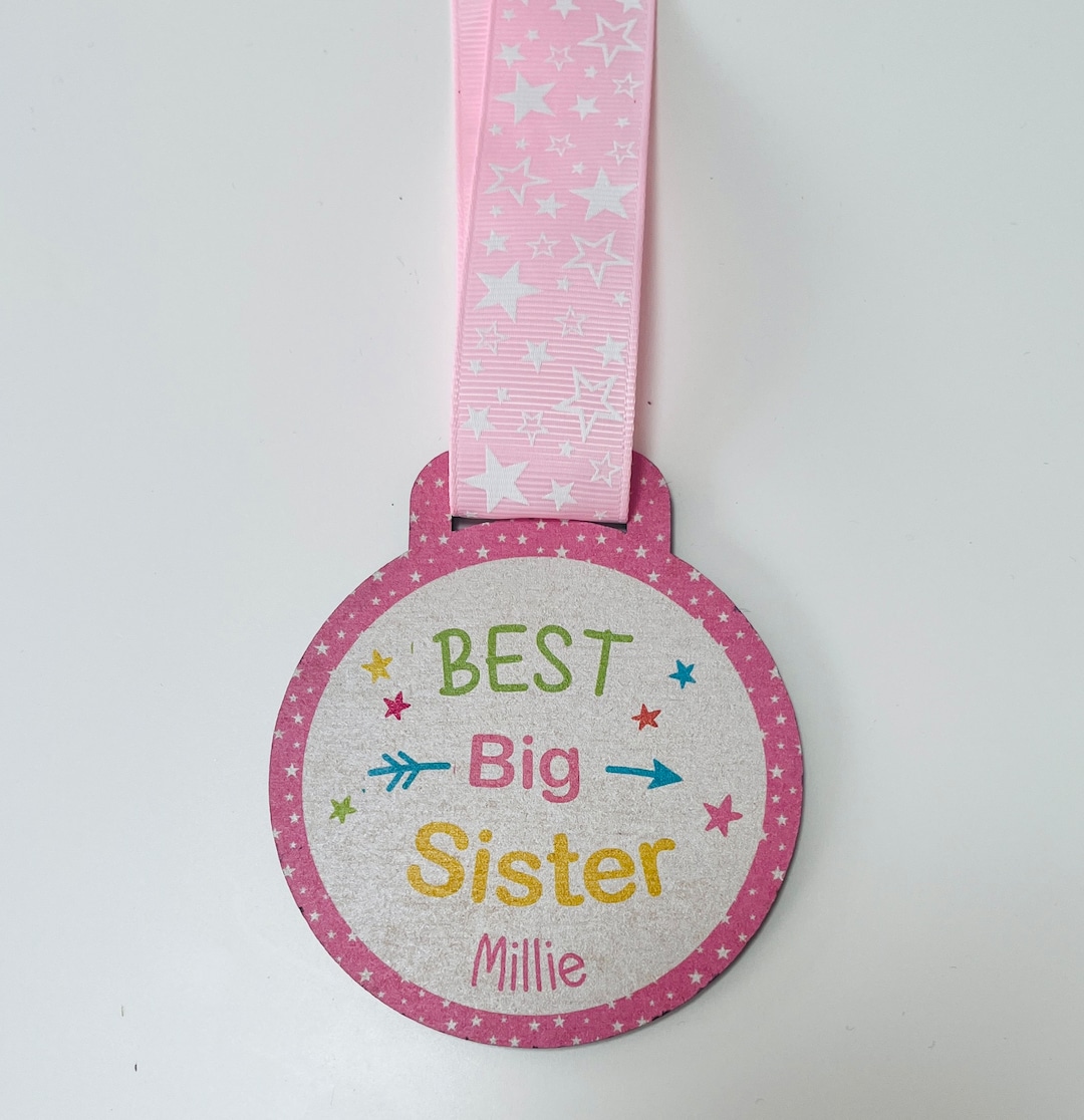 Best Big Sister Brother Medal, Personalised Gift, New Baby, Sibling ...