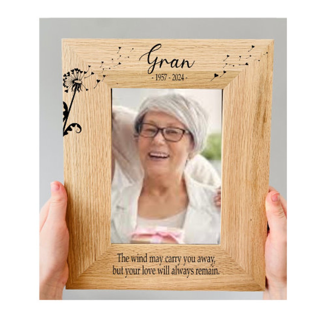 Solid Oak Personalised Memorial Photo Frame, in Memory Of, Grief Gift ...