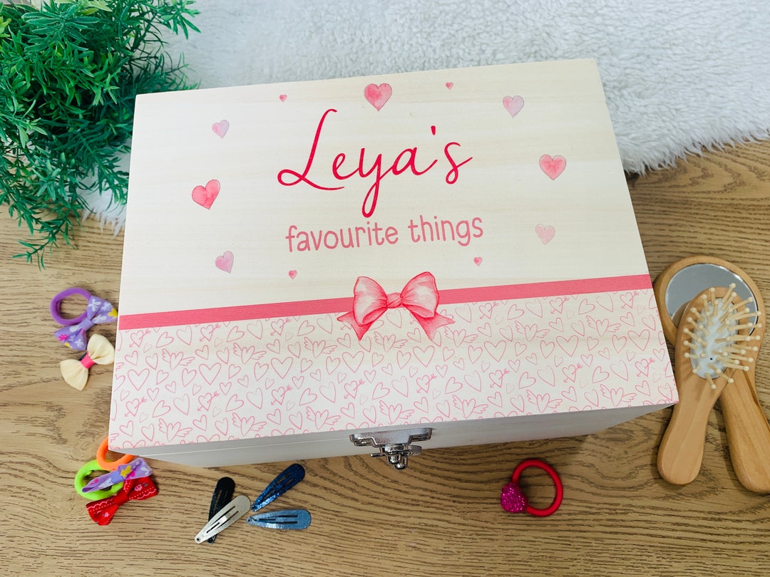 Personalised Hair Accessories Box, Hair Clips Bows, Head Band, Holder ...