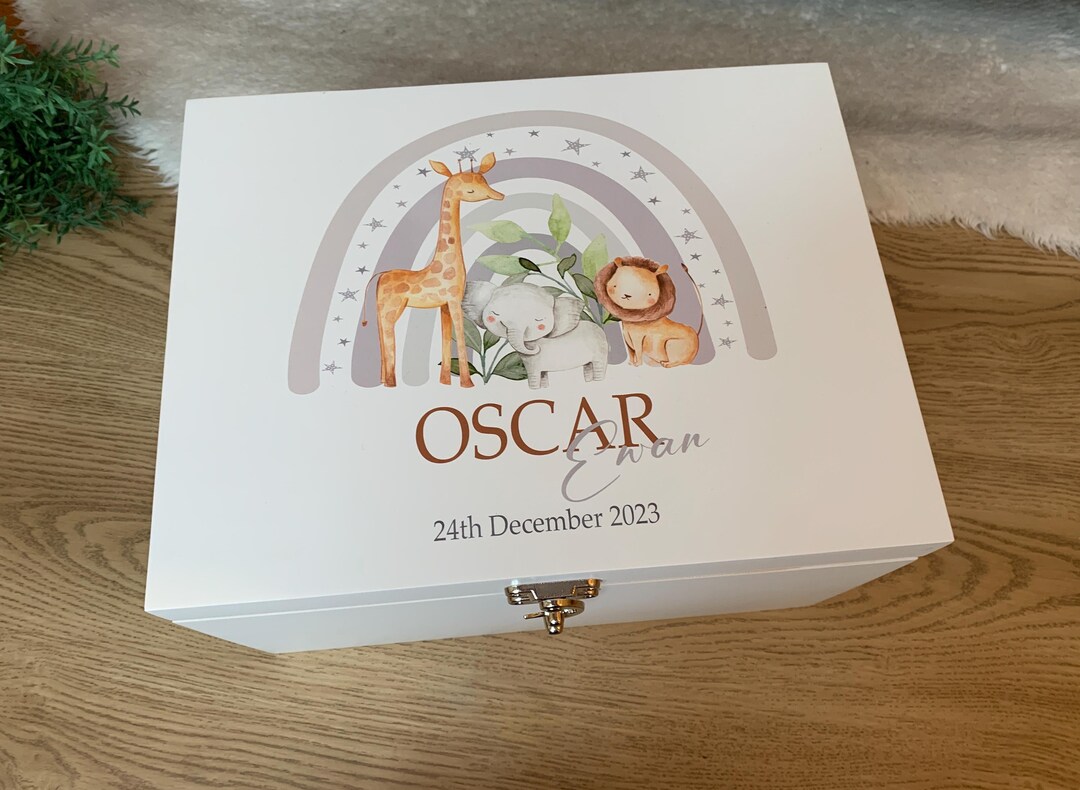 Luxury Personalised Animal Keepsake Box, Memory Box, New Baby Gift ...