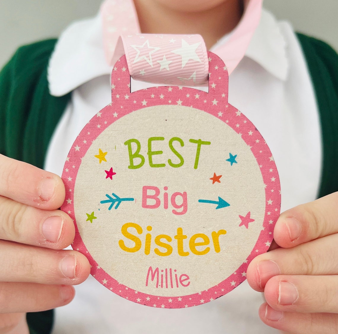 Best Big Sister Brother Medal, Personalised Gift, New Baby, Sibling ...