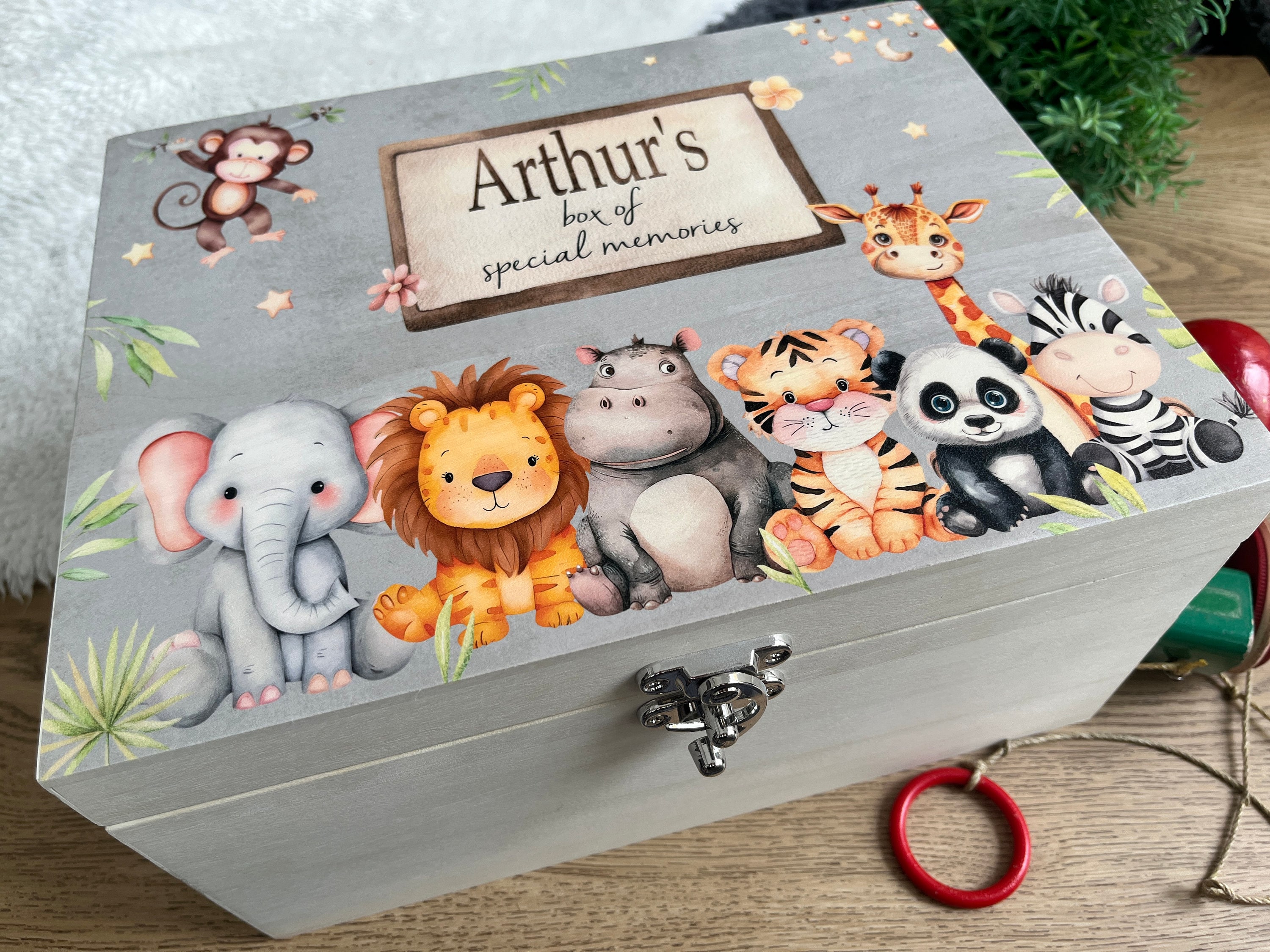 Personalised Animal Keepsake Box, Memory, Dinosaur, Balloon, Gift ...