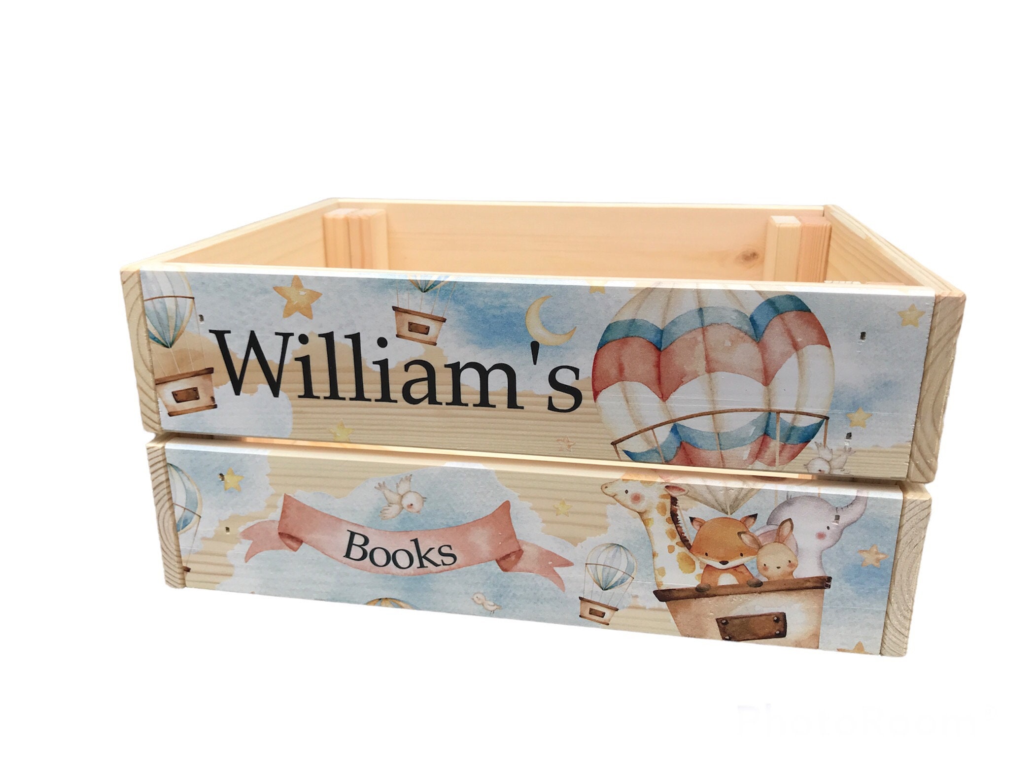 Personalised Wooden Book Crate Toy Crate Teddy Crate Baby - Etsy