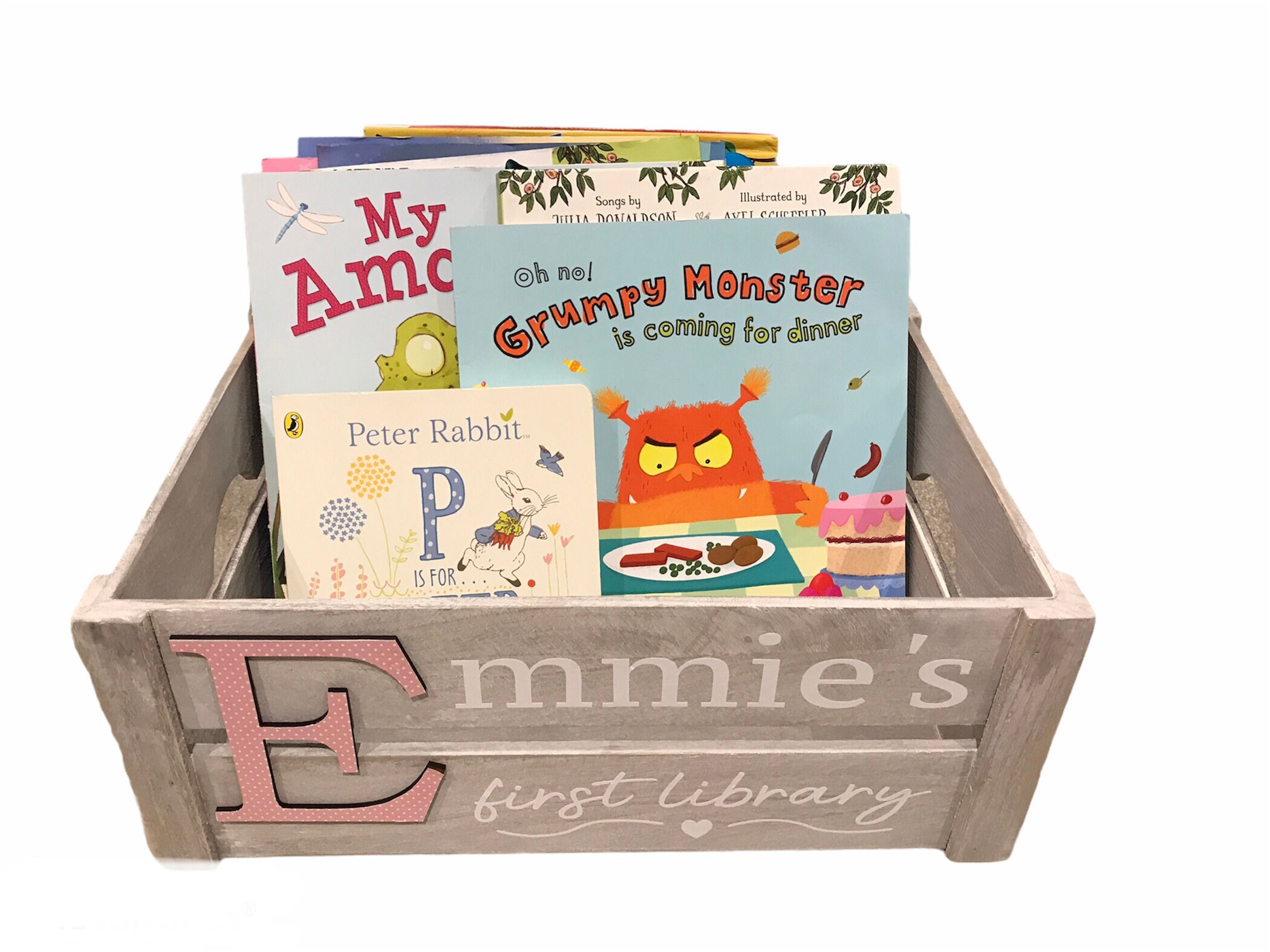 Large Personalised Wooden Letter Box / Crate Book Toy Teddy - Etsy UK