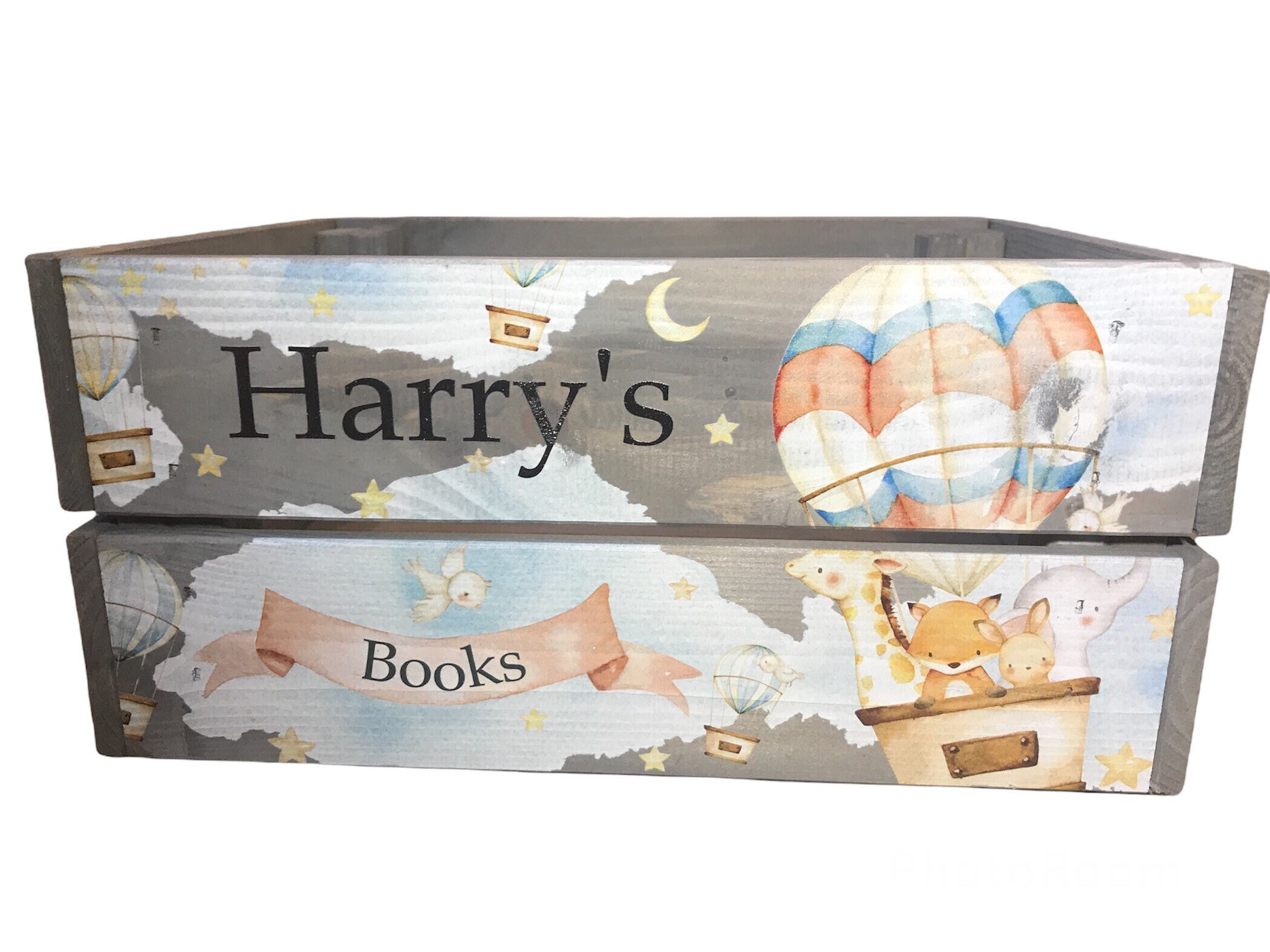 Personalised Wooden Book Crate Toy Crate Teddy Crate Baby - Etsy