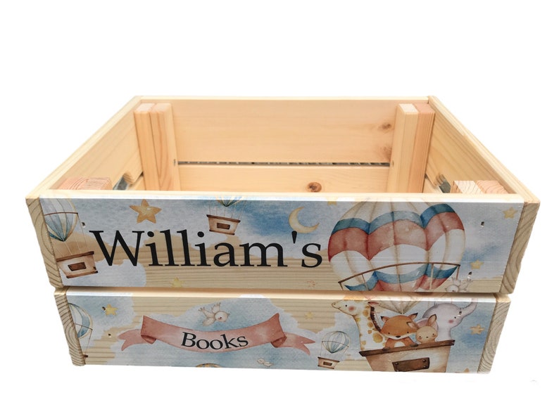 Personalised Wooden Book Crate, Toy Crate, Teddy Crate, Baby Gift, Kids ...