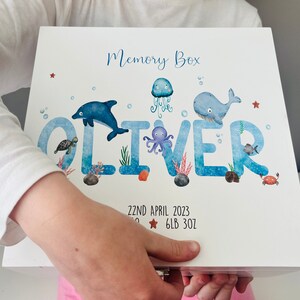 Luxury White Sea Life Keepsake Box, Personalised Gift, Baby Shower Gift ...