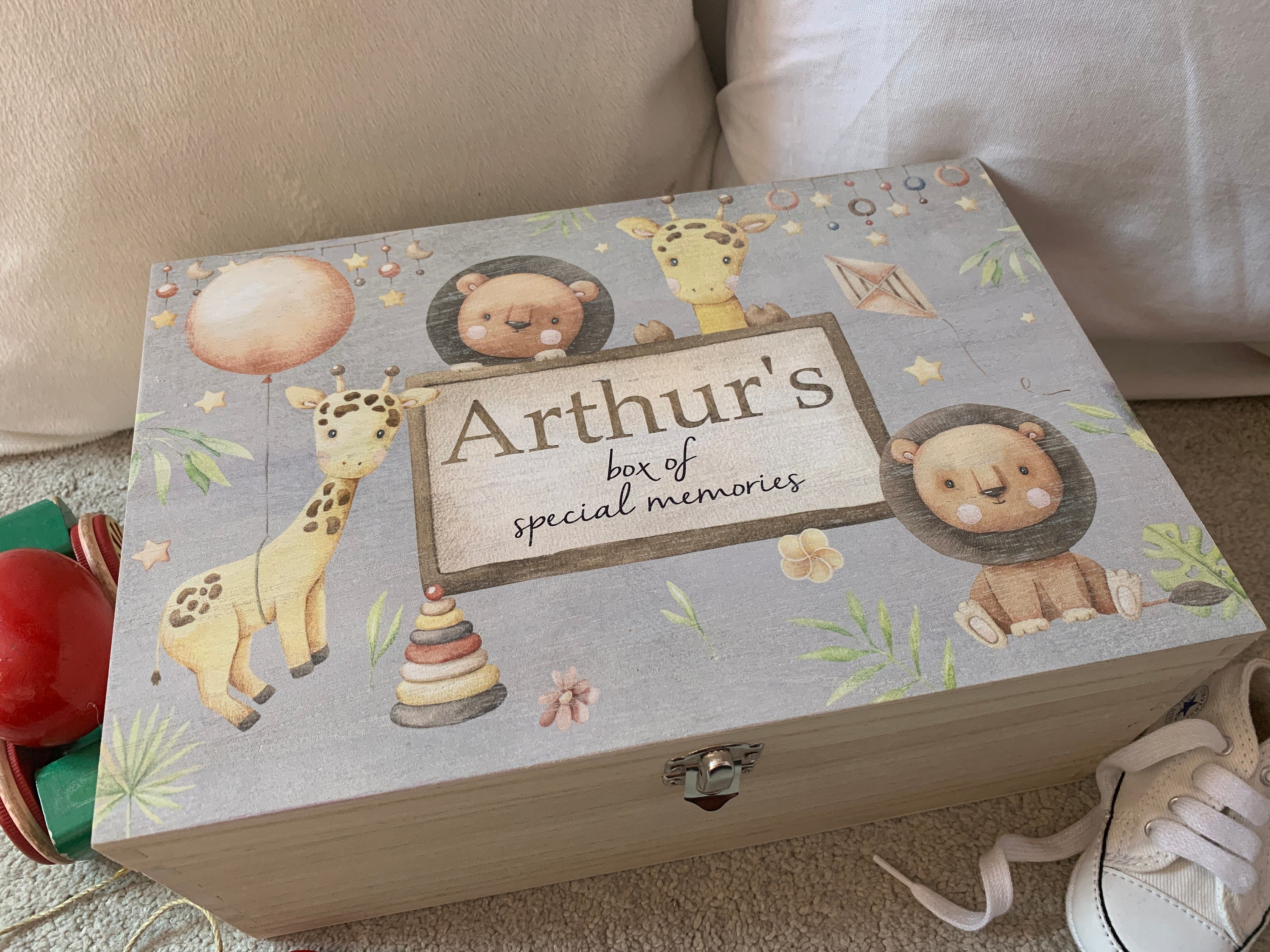 Personalised Wooden Keepsake Box Memory Box Safari - Etsy