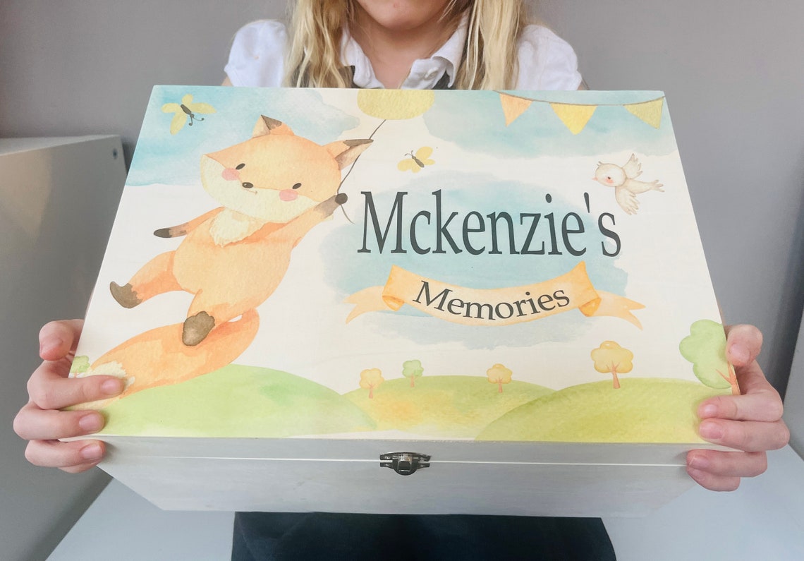 Personalised Fox Memory Box, Keepsake, Child Gift, Toddler, Baby ...