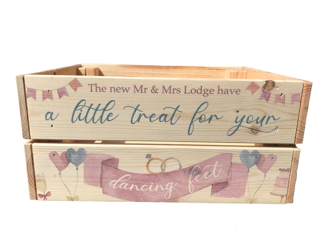 Personalised Wedding Crate | Wedding Flip Flop Box | Mr & Mrs Wedding ...