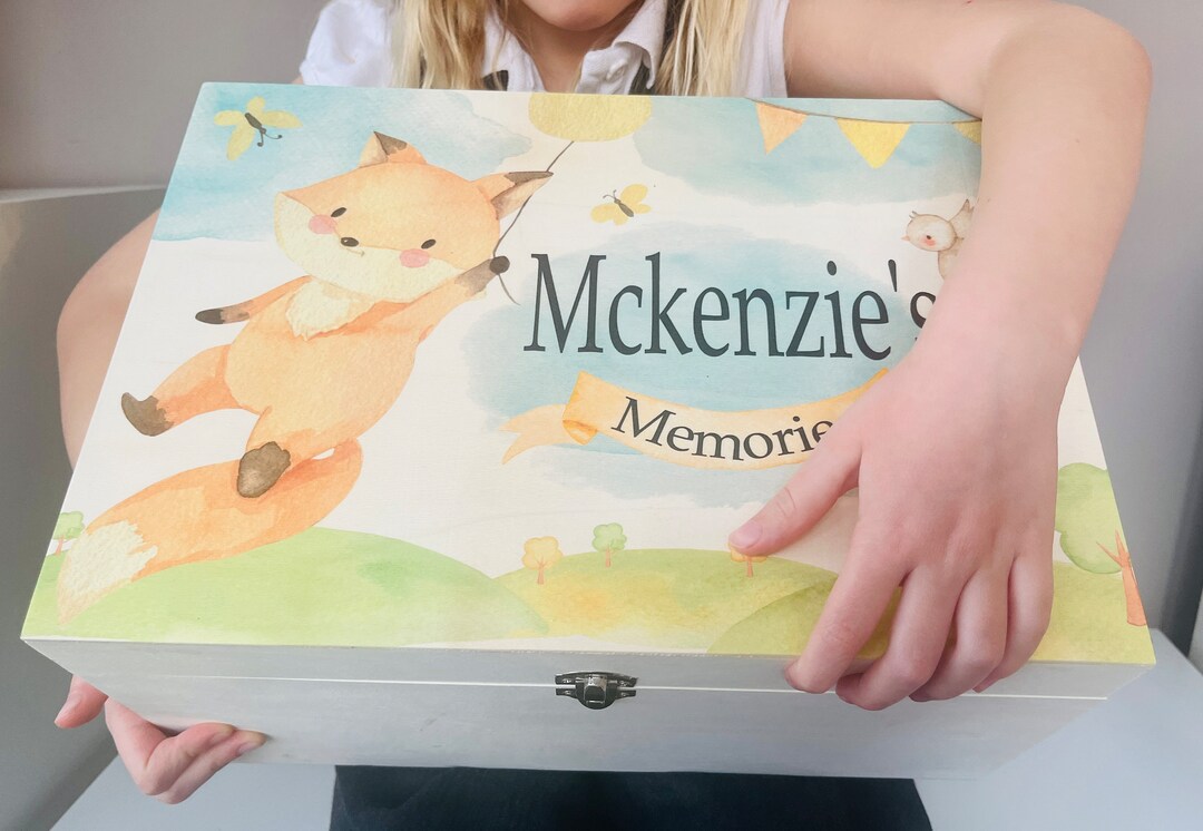 Personalised Fox Memory Box, Keepsake, Child Gift, Toddler, Baby ...