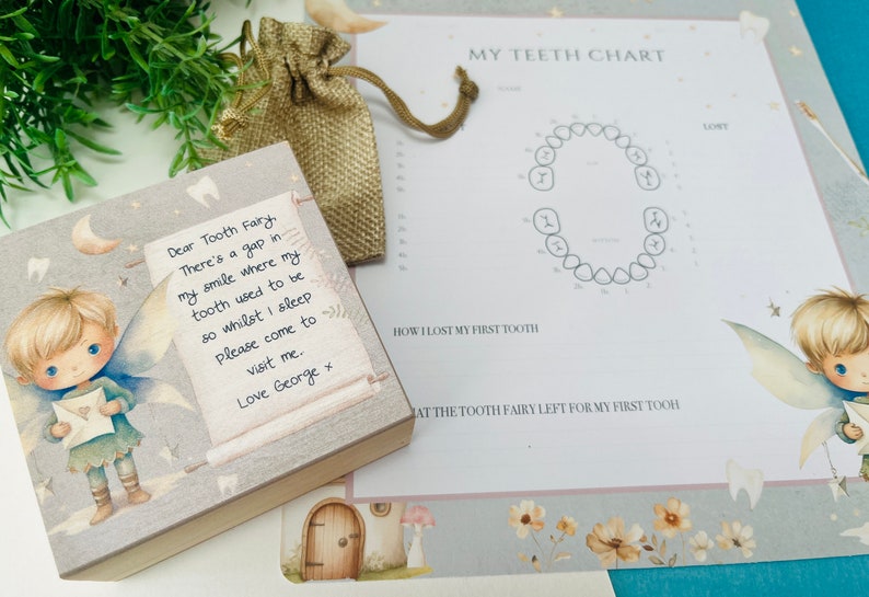 Personalised Tooth Fairy Box With Chart, Baby Tooth Trinket ...